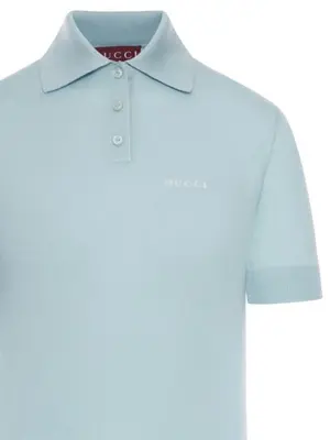 Gucci Regular Fit Short-sleeved Polo Shirt With Logo - Light Blue