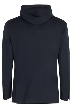Eleventy Detachable Hood Zipped Jacket - Black