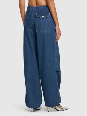 DION LEE Wide-leg Denim Trousers With Elastic Waist