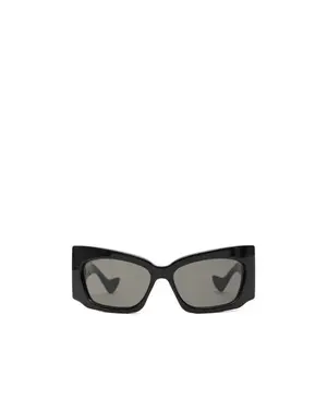 Gucci Interlocking G Geometric Frame Sunglasses - Black