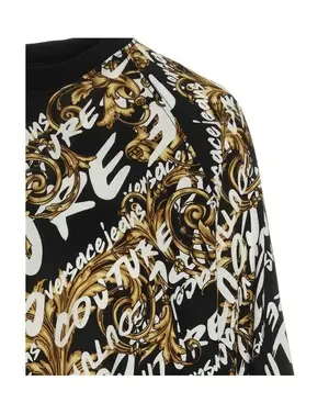 Versace Barocco Logo Print Long Sleeve Dress