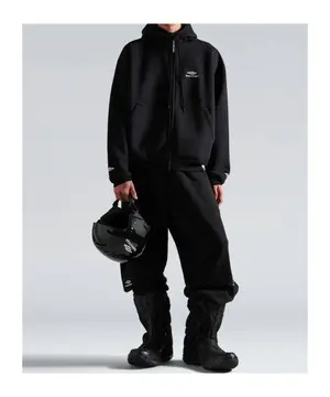 Balenciaga 3b Sports Icon Zip-up Hoodie - Black