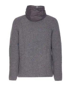 Herno Hooded Knitted Button-up Cardigan