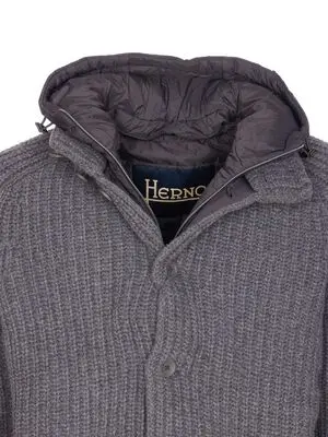 Herno Hooded Knitted Button-up Cardigan