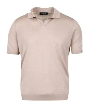 GRAN SASSO Short Sleeved Knitted Polo Shirt - Nude