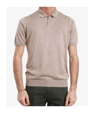 GRAN SASSO Short Sleeved Knitted Polo Shirt - Nude