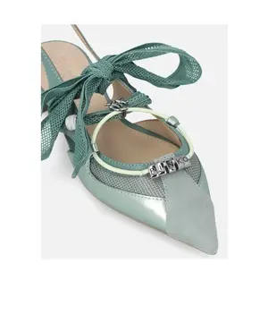 Pinko Bow Pointed Toe Slingback Pumps - Green