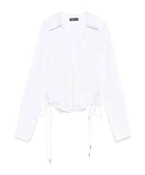 MUGLER Zip-up Front Tie Shirt