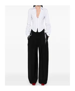 MUGLER Zip-up Front Tie Shirt