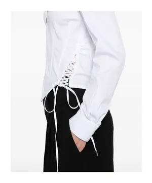 MUGLER Zip-up Front Tie Shirt