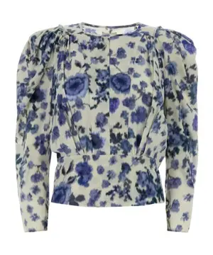 Isabel Marant Étoile Zarga Printed Floral Long Sleeve Top - Blue