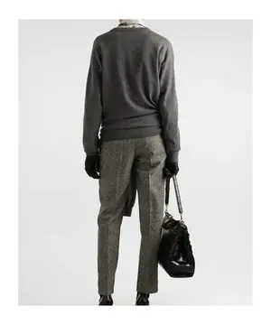 Dolce & Gabbana V-neck Tie Detailed Pullover - Grey