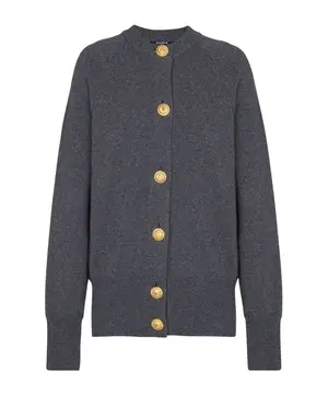 Balmain Buttoned Crewneck Cardigan - Grey