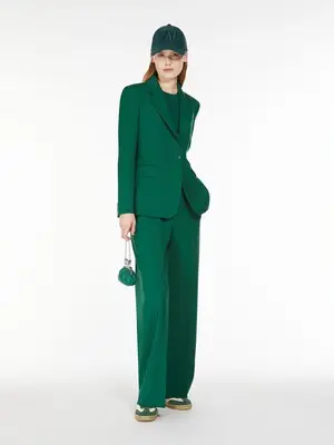 Max Mara Pleated Straight Leg Trousers - Green