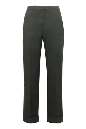 Aspesi Cotton Linen Slacks With Welt Pockets And Cuffed Hems