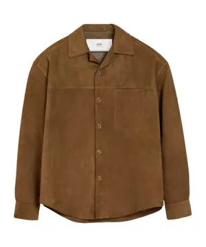 Ami Embossed De Cour Shirt Jacket - Hazelnut Color