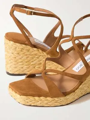 JIMMY CHOO Ayla 85mm Wedge Sandals - Nude