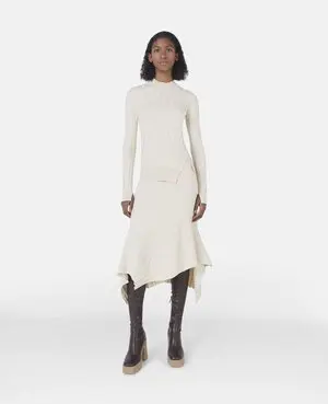Stella McCartney Ribbed Asymmetrical Hem Knit Jumper - White