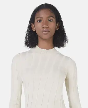 Stella McCartney Ribbed Asymmetrical Hem Knit Jumper - White