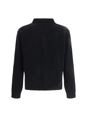 SUNFLOWER Chenille Quarter-button Polo Shirt - Black