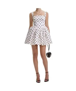 SELF-PORTRAIT Polka Dot Satin Mini Dress