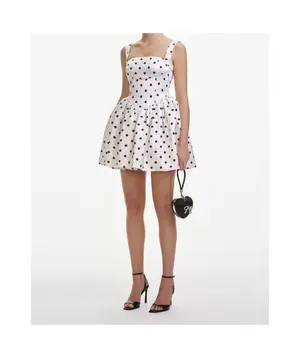 SELF-PORTRAIT Polka Dot Satin Mini Dress