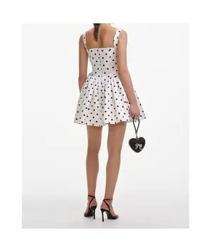 SELF-PORTRAIT Polka Dot Satin Mini Dress