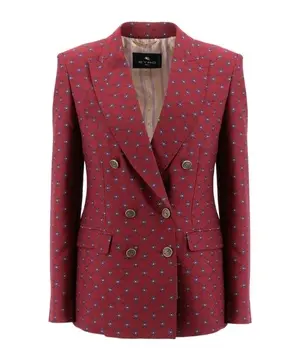 Etro Double Breasted Graphic Printed Blazer - Red