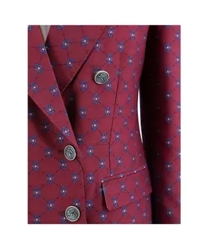 Etro Double Breasted Graphic Printed Blazer - Red