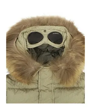 C.P. COMPANY Hooded Down Jacket With Fur Trim