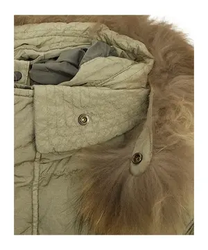 C.P. COMPANY Hooded Down Jacket With Fur Trim