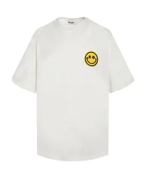 LIUREGALI Smiley Face Badge Letter Printed Short-sleeved T-shirt