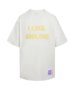 LIUREGALI Smiley Face Badge Letter Printed Short-sleeved T-shirt