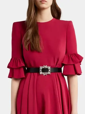 ROGER VIVIER Broche Vivier Diamond Buckle Belt - Black