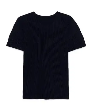 Issey Miyake Homme Plissé Pleated Crewneck T-shirt - Black