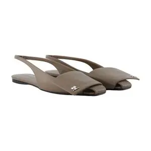 COURREGES Courrèges Fold Leather Slingback Ballerinas - Brown