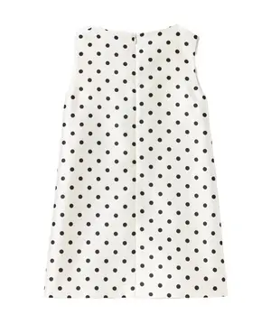 SELF-PORTRAIT Polka Dot Round Neck Dress With Decorative Buttons And Pockets