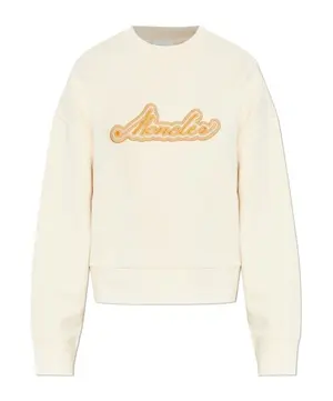 Moncler Logo Embroidered Crewneck Sweatshirt - Cream