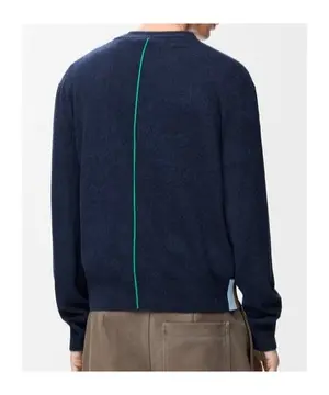 Loewe V-neck Cardigan With Anagram Embroidery - Navy Blue