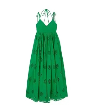 Erdem Strappy Lace Midi Dress - Green