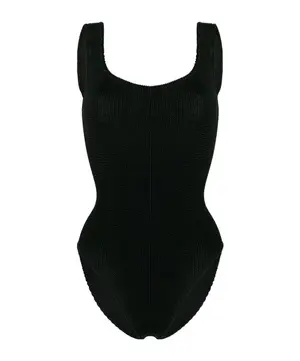 REINA OLGA One Piece Ribbed Swimsuit - Black