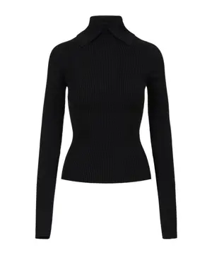 Iceberg Ribbed Collared Long Sleeve Top