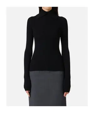Iceberg Ribbed Collared Long Sleeve Top
