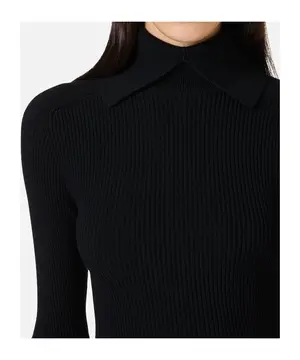 Iceberg Ribbed Collared Long Sleeve Top