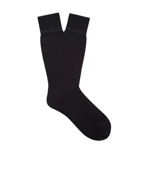Zegna Cotton Ribbed Cuff Socks - Navy Blue