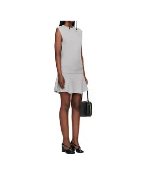 STEFAN COOKE Ribbed Knit Crew Neck Mini Dress With Cutout Back
