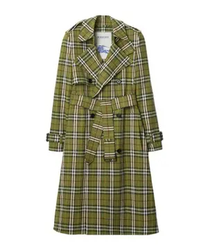 Burberry Double Breasted Belted Checked Trench Coat - Caper