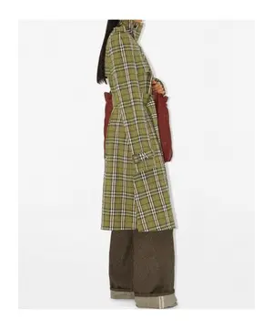 Burberry Double Breasted Belted Checked Trench Coat - Caper