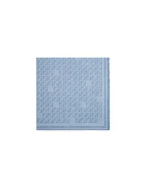 Fendi Ff Printed Frayed-edge Scarf - Blue
