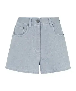Fendi Ff Embossed Denim Shorts - Blue